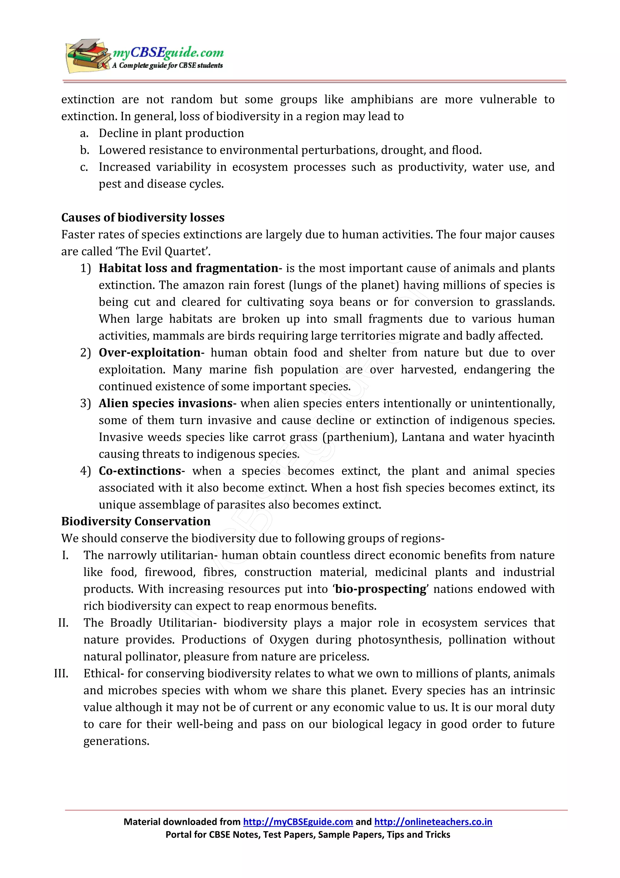 12 biology notes_ch15_biodiversity_and_conservation | PDF