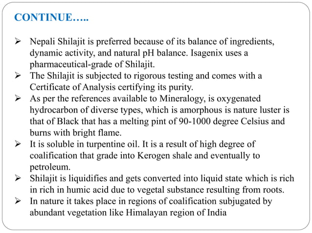 shilajit | PPTX | Geology | Science