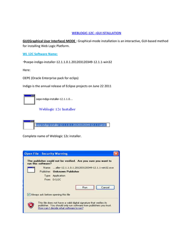 Weblogic 12c Graphical Mode Installation Steps In Windows Pdf 