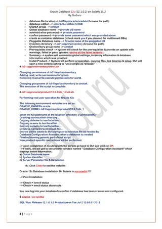 12c (12.1) Database installation on Solaris 11(11.2) | PDF