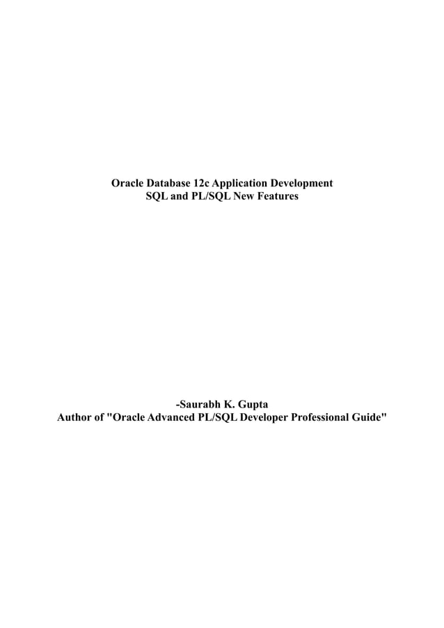 Oracle Database 12c Application Development | PDF