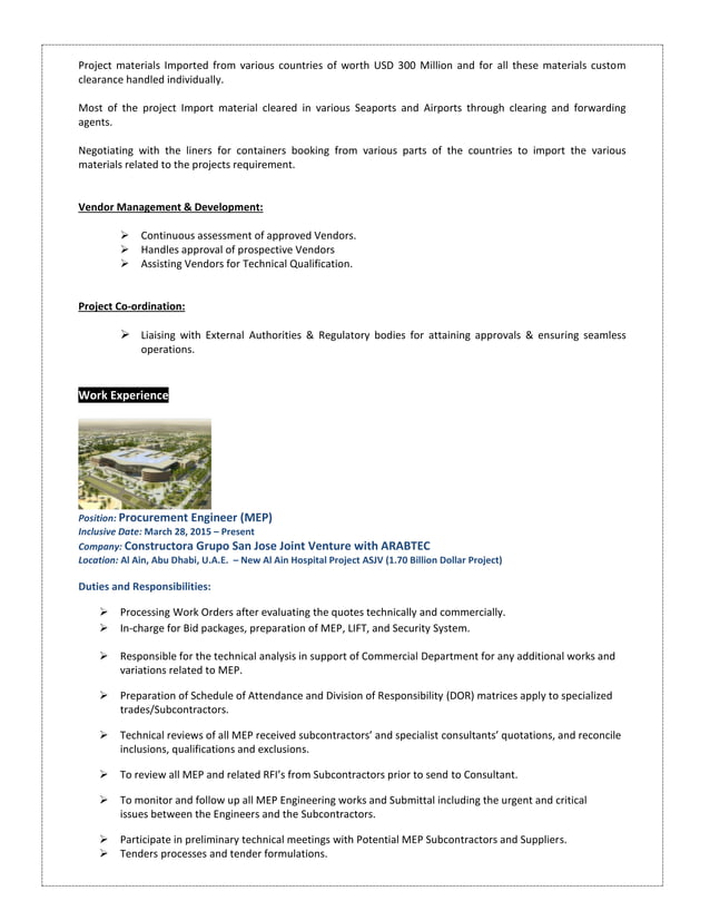 MEP procurement engineer | PDF | Civil Engineering Industry | Industries