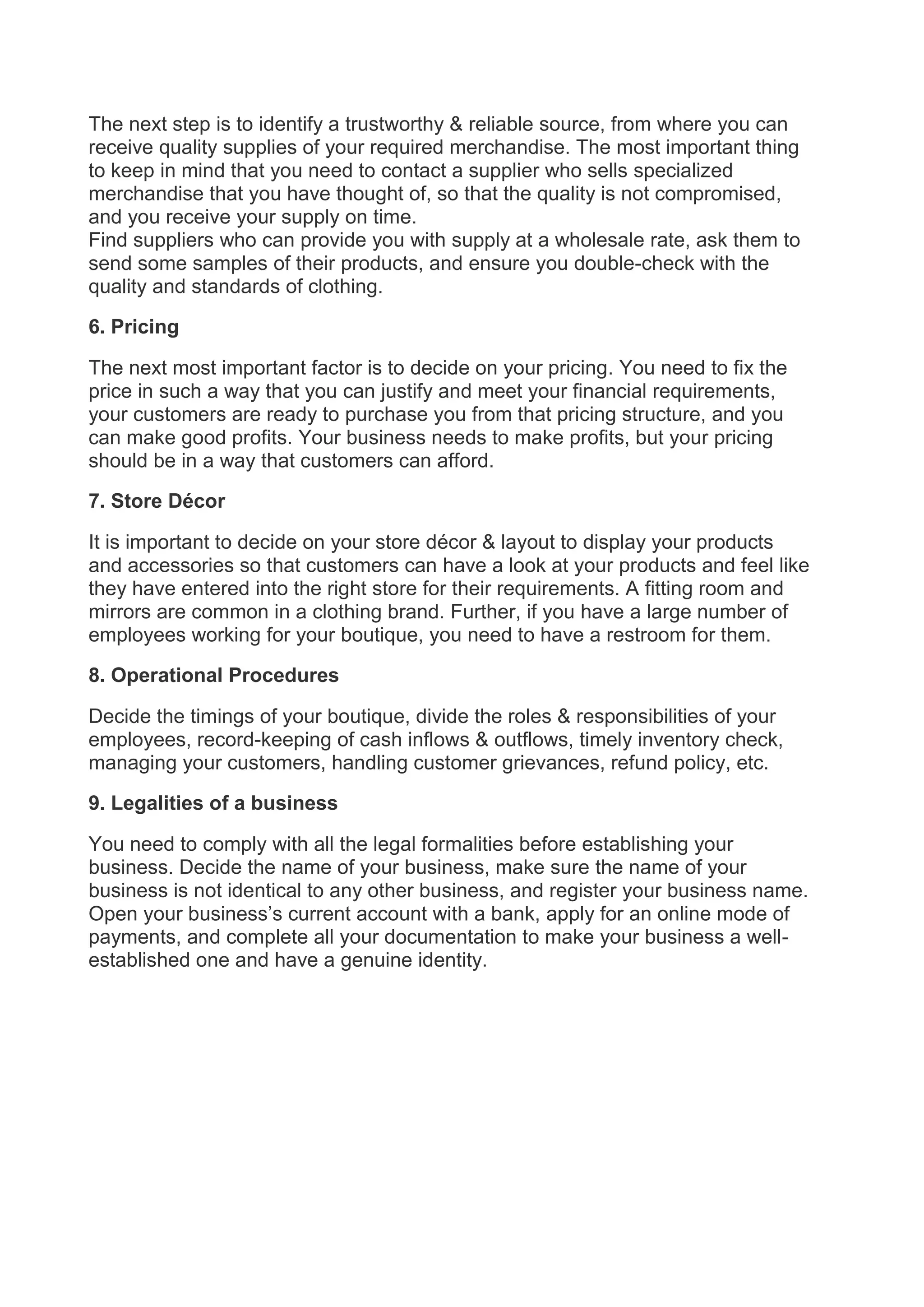 12 checklists to start your fashion boutique | PDF