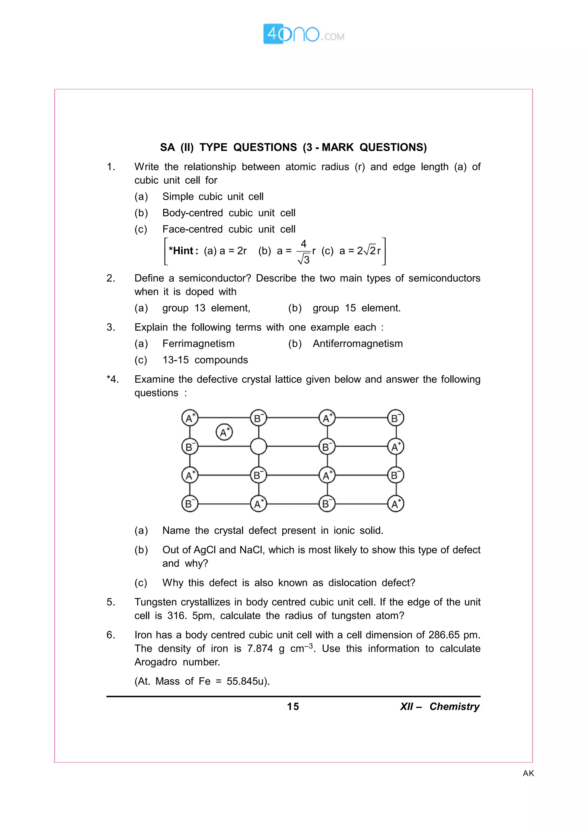12 chemistry impq_ch01_the_solid_state_01 | PDF