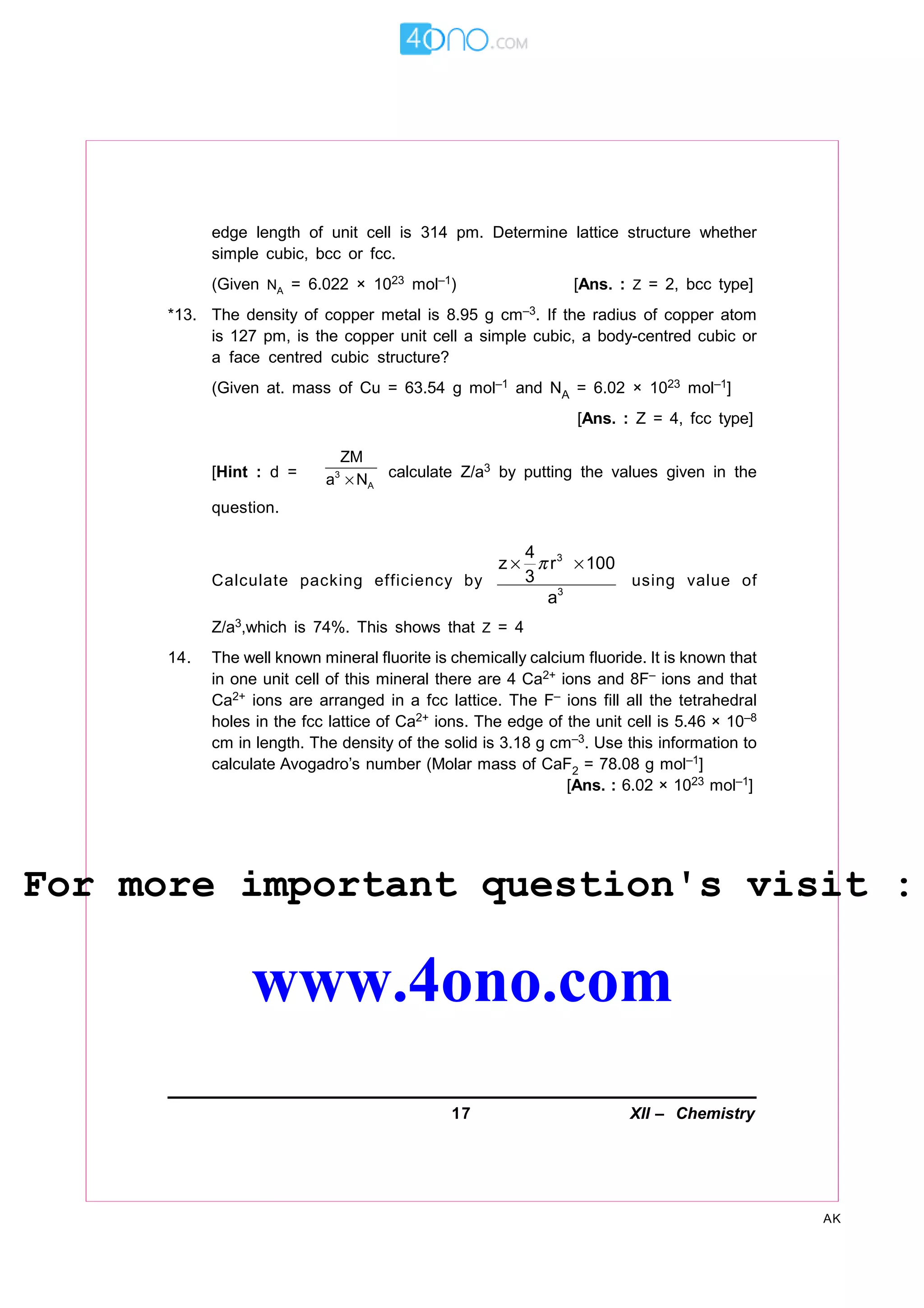 12 chemistry impq_ch01_the_solid_state_01 | PDF