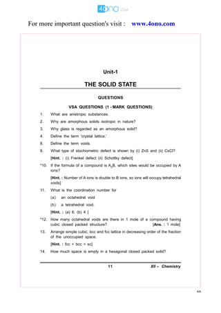 12 chemistry impq_ch01_the_solid_state_01 | PDF