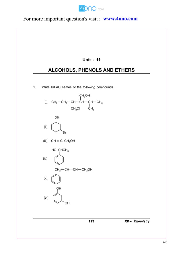 12 chemistry impq_ch11_alcohols_phenols_and_ethers_01 | PDF