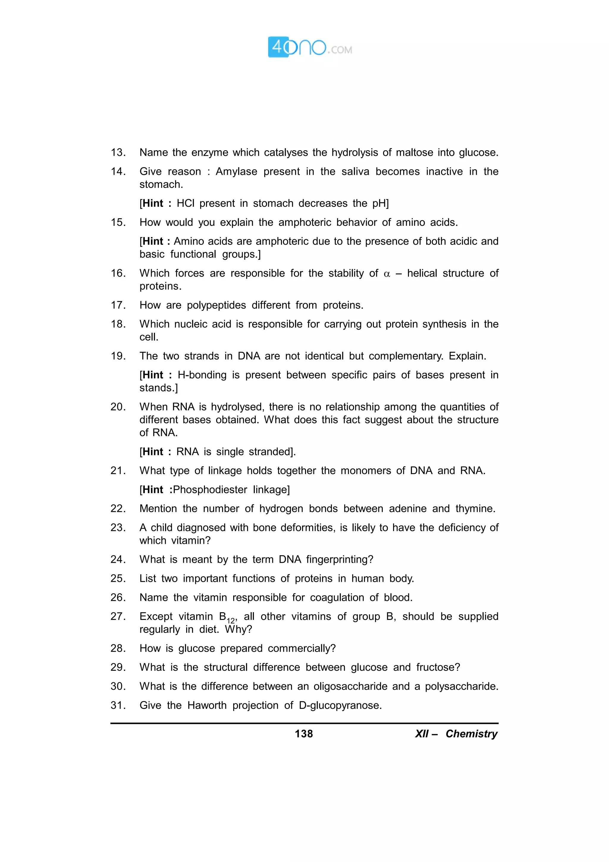 12 chemistry impq_ch14_biomolecules_01 | PDF