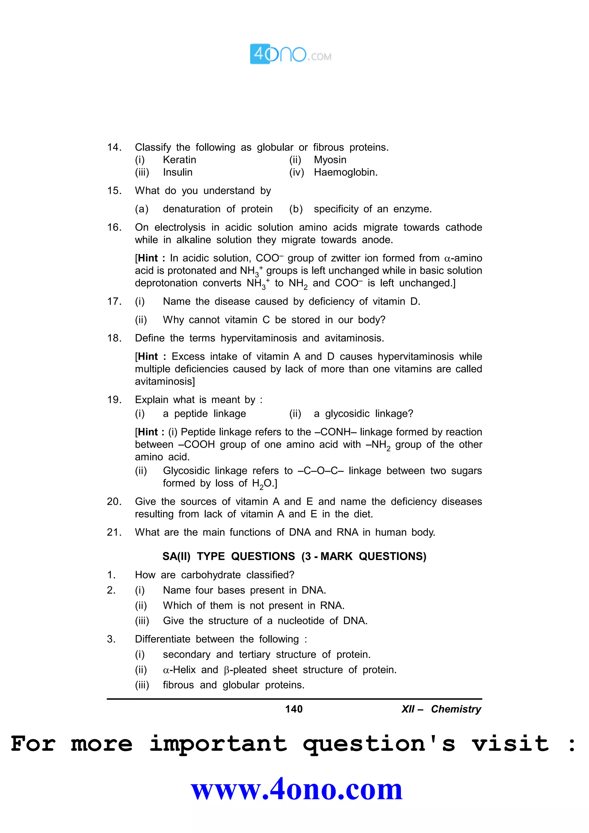 12 chemistry impq_ch14_biomolecules_01 | PDF