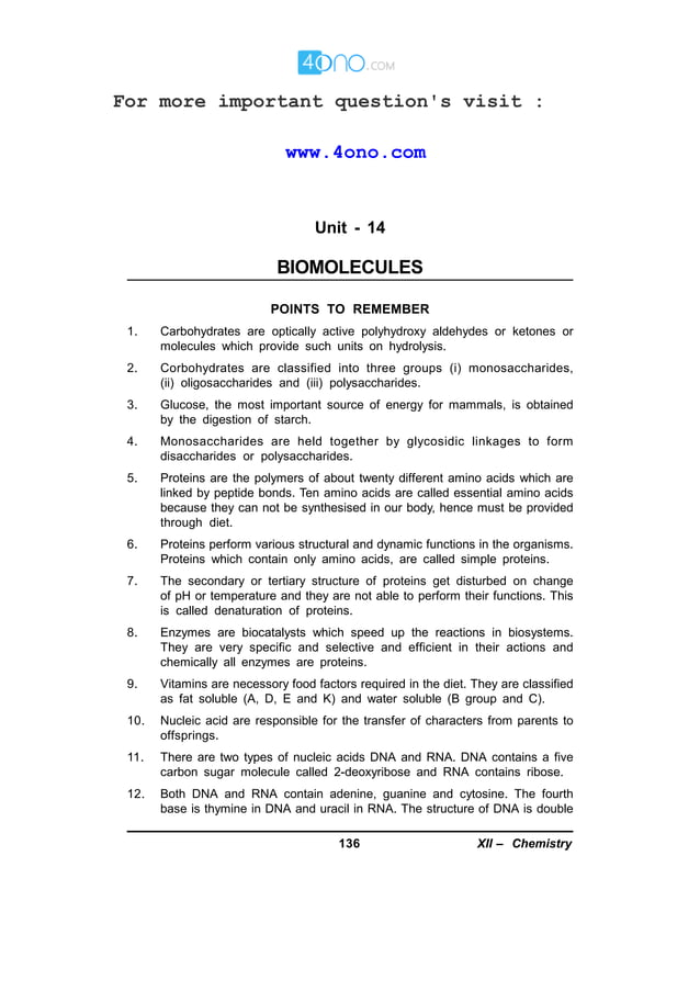 12 chemistry impq_ch14_biomolecules_01 | PDF