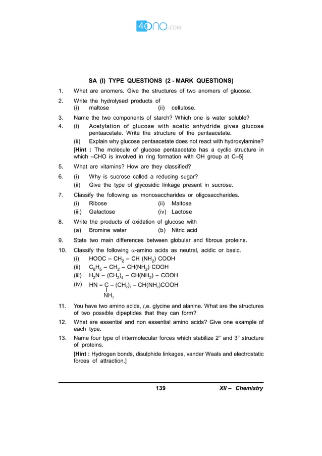 12 chemistry impq_ch14_biomolecules_01 | PDF