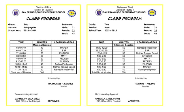 1 & 2 class program 2013 2014 | DOCX | Education