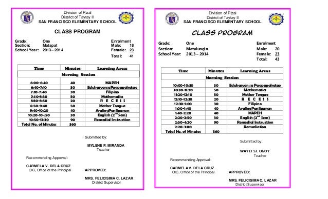 1 2 Class Program 2013 2014 1 2 Class Program 2013 2014