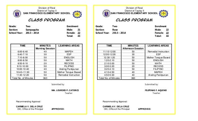 1 & 2 class program 2013 2014