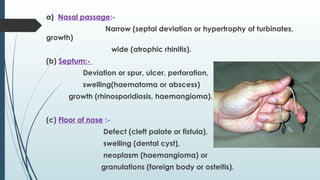 12, CLINICAL EXAMINATION OF NOSE. practical purpose | PPT
