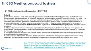 The Rule of Procedures of UN CBD Meetings | PDF