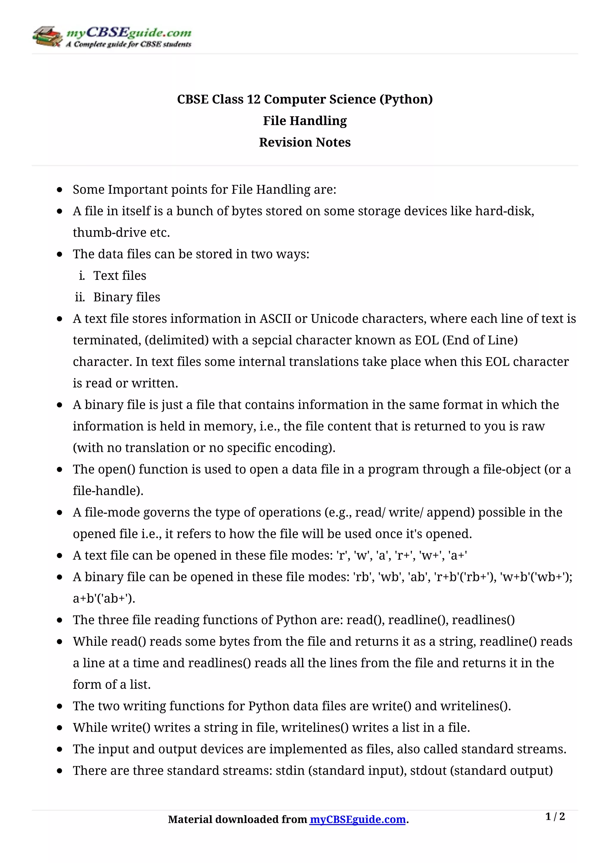 12 comp sci_revision_note_11 | PDF | Computing | Technology & Computing