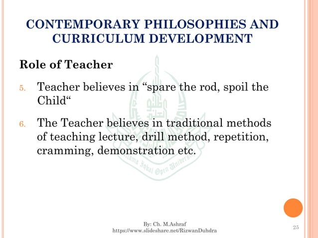 "CONTEMPORARY PHILOSOPHIES AND CURRICULUM DEVELOPMENT” in Philosophy of ...