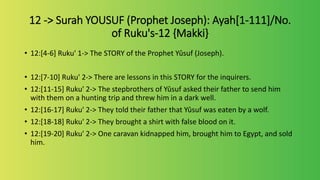 12 contents of surah yusuf | PPTX
