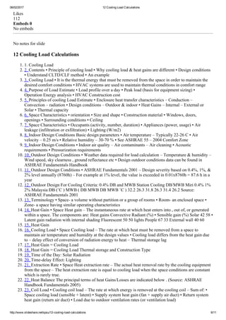 Cooling load calculations | PDF