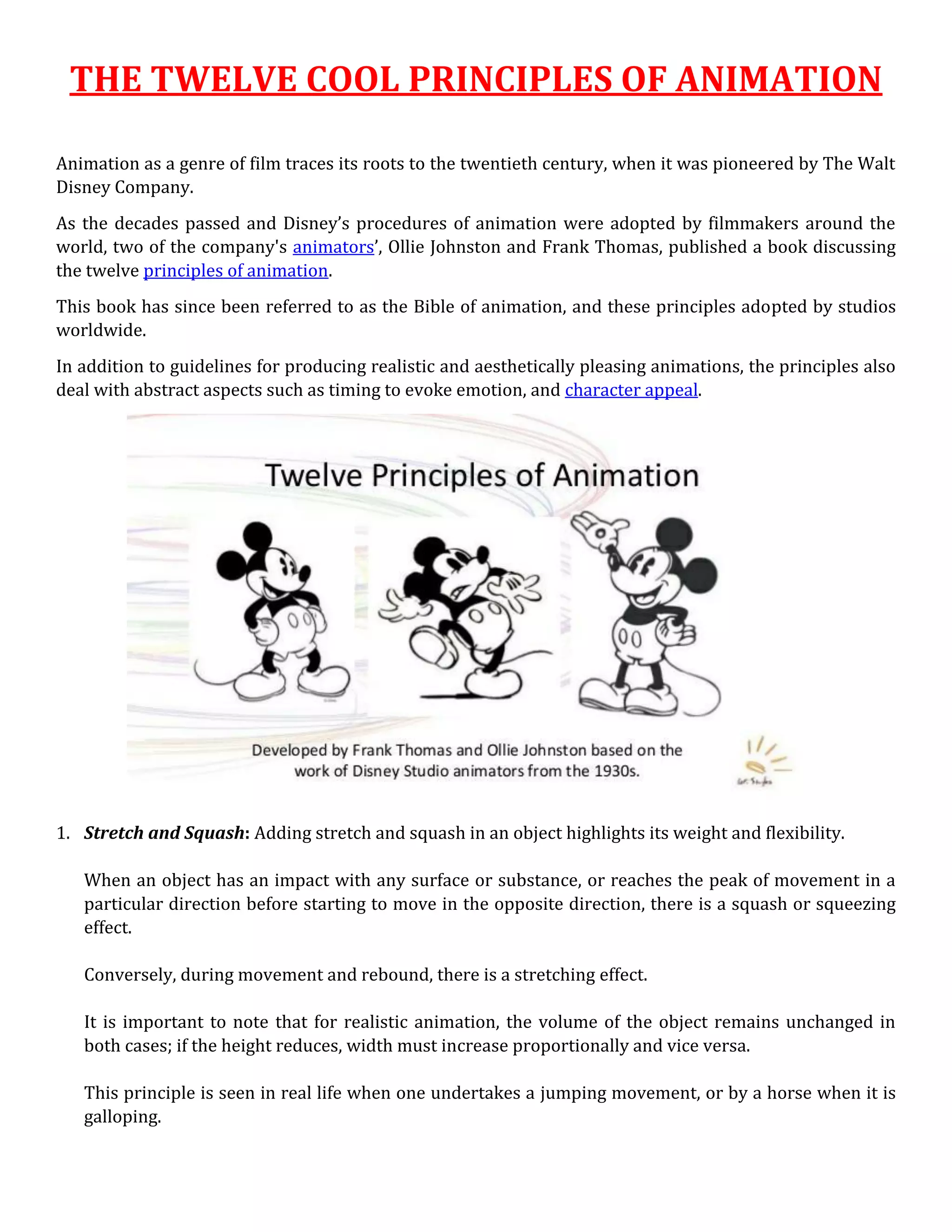 THE TWELVE COOL PRINCIPLES OF ANIMATION | PDF