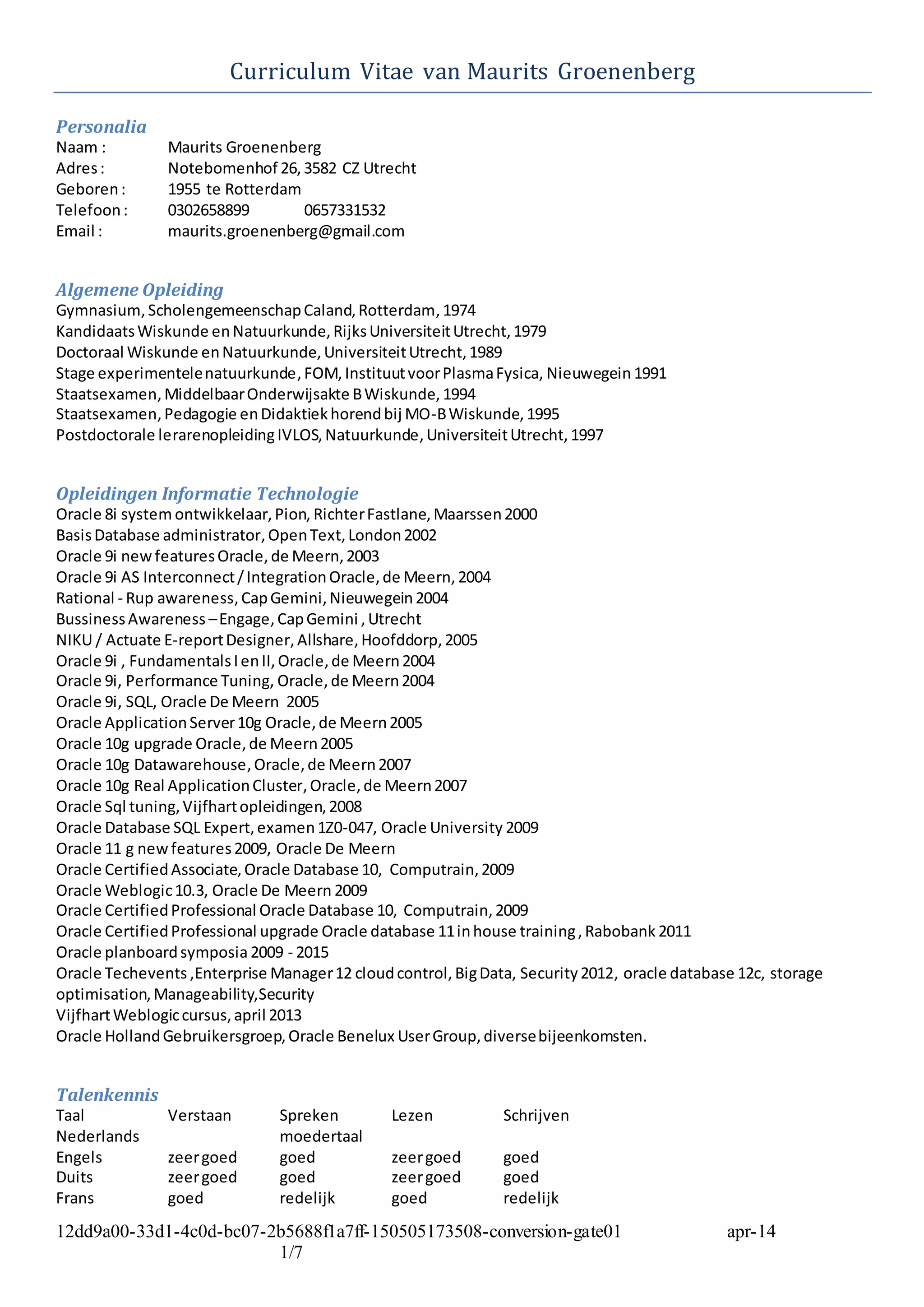 Curriculum Vitae_Maurits Groenenberg_mei2015 | DOCX
