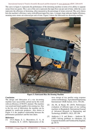 Design and Construction of Rice De Stoning Machine | PDF