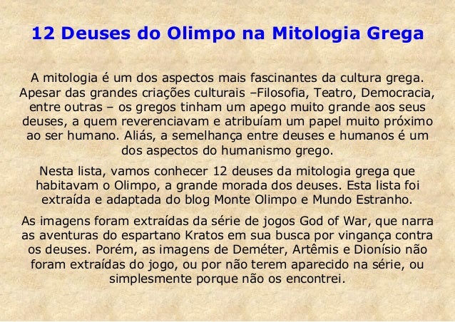 12 deuses do olimpo na mitologia grega