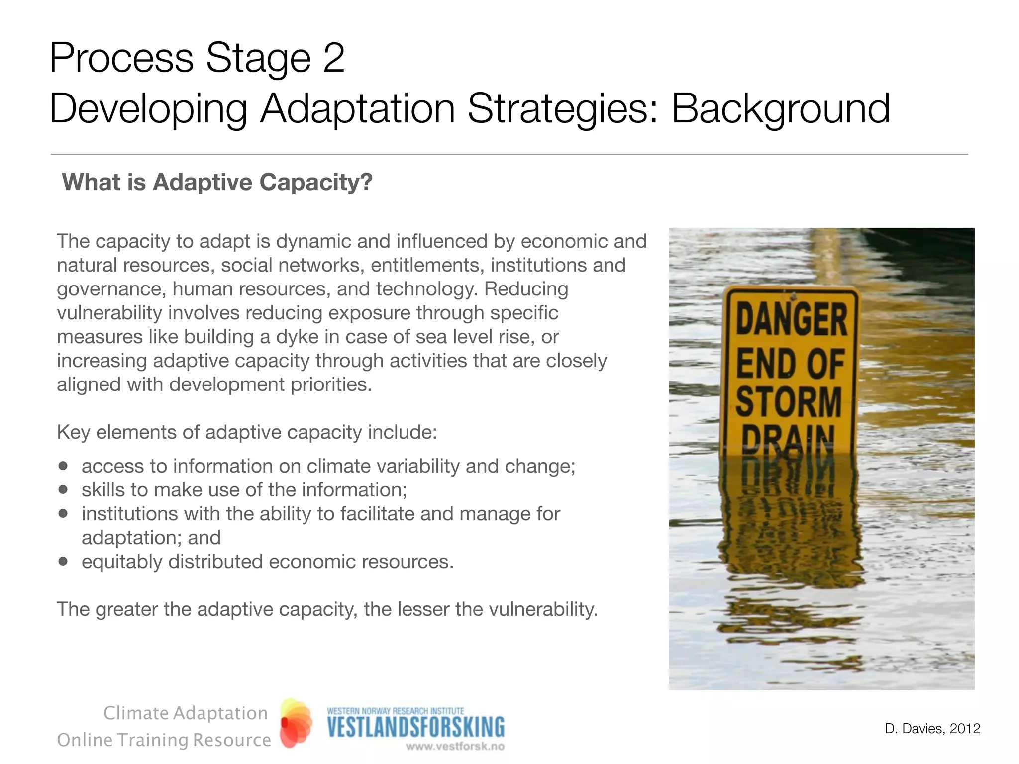 Developing adaptation strategies background training for adaptation | KEY