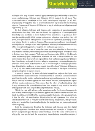 12 Digital Storytelling As Autoethnography In Anthropological Pedagogy ...