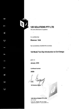 12D Modelling Certificate | PDF