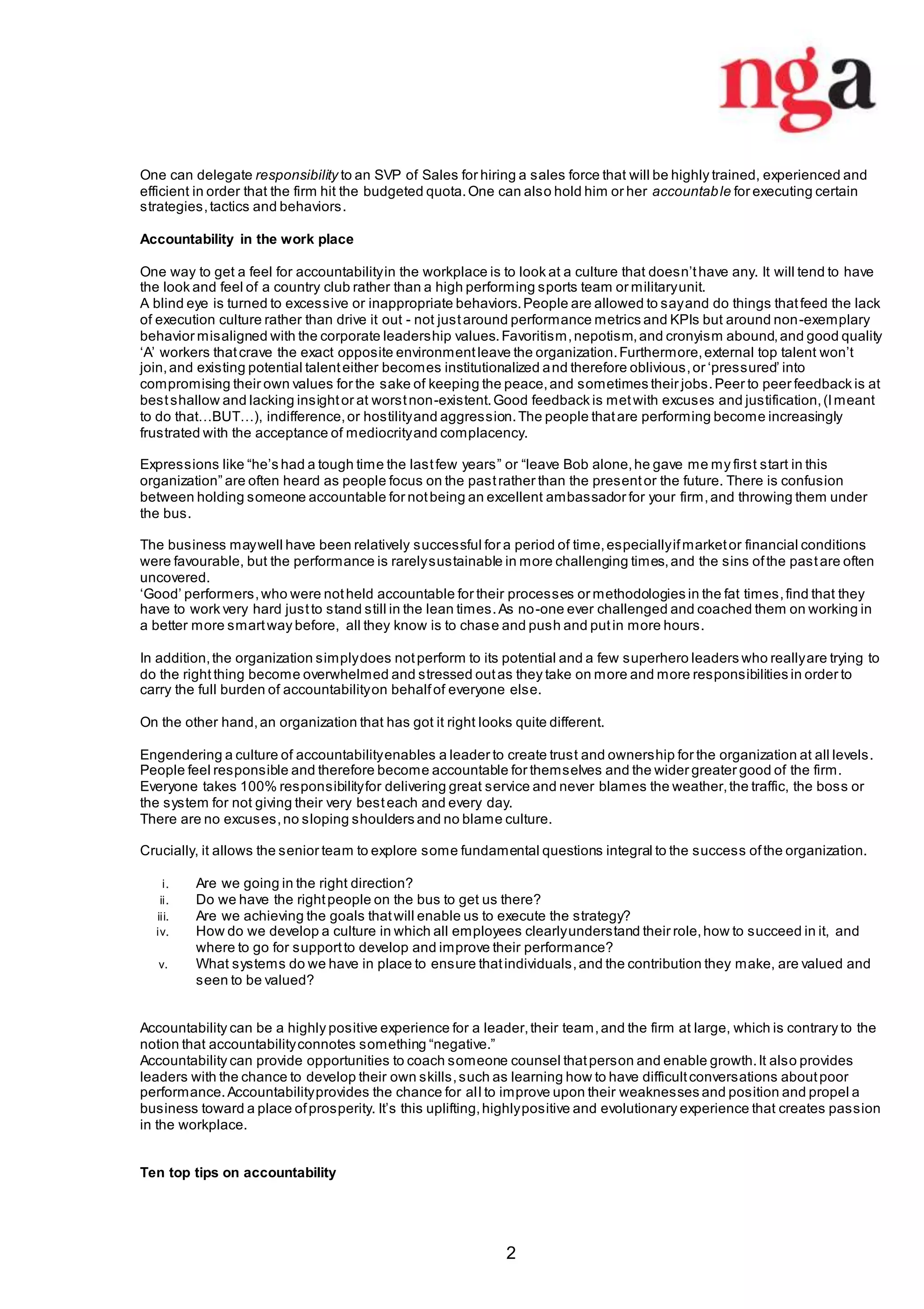 Accountability - High Performance and High Fun in the Workplace | DOCX