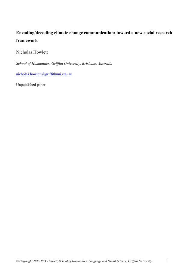 Encoding-decoding-climate-change-communication-Nick-Howlett-2015 | PDF