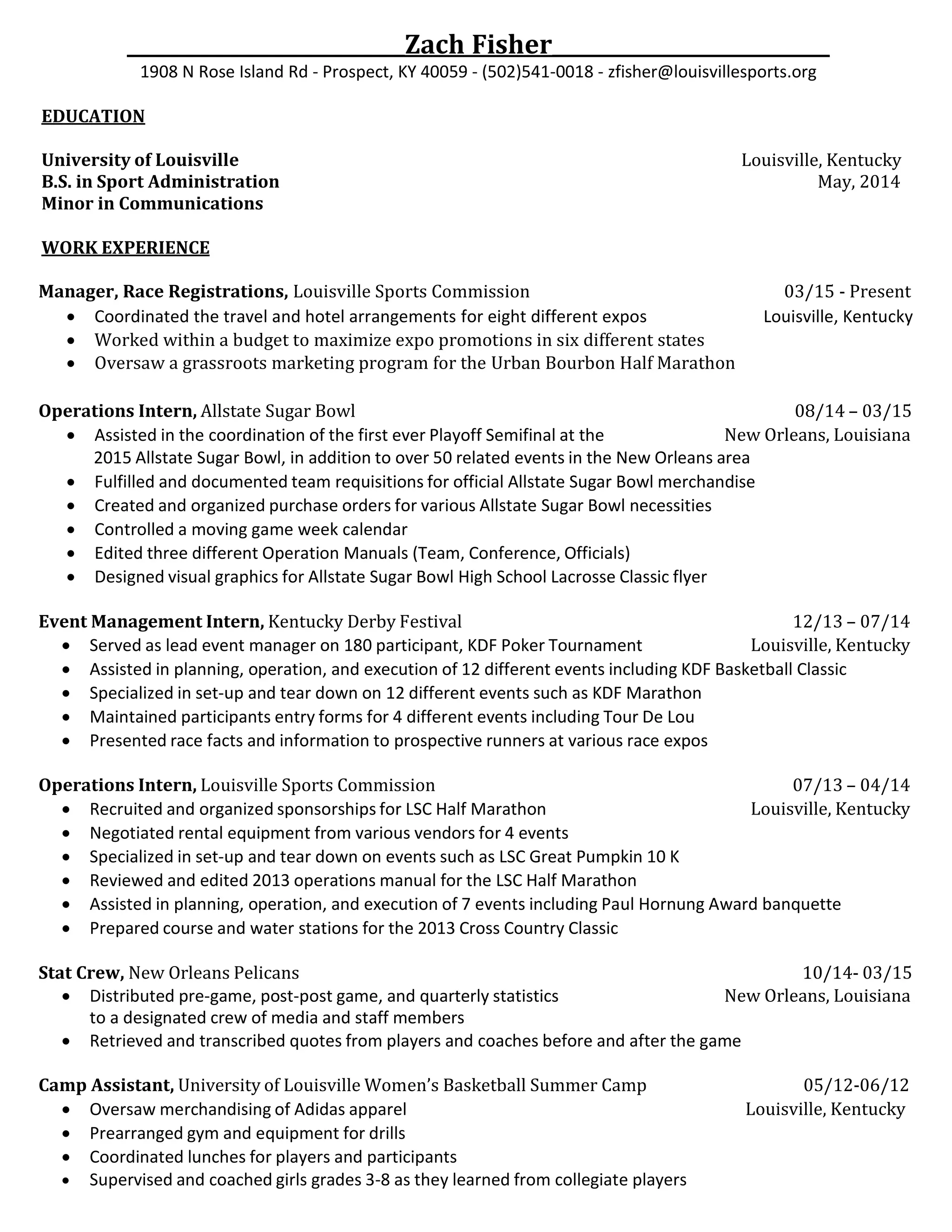 Zach Fisher - Resume 2015 | PDF
