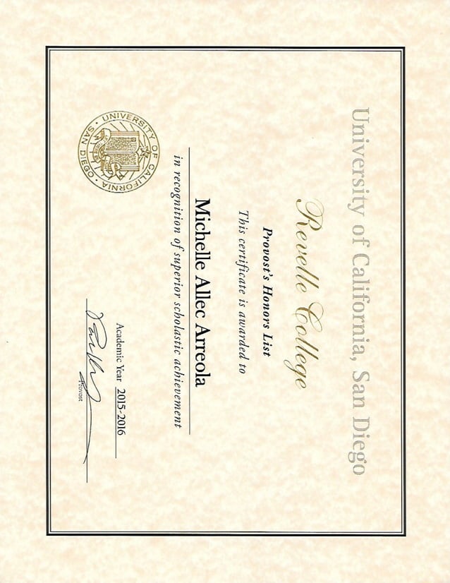 Provost Honors Certificate | PDF