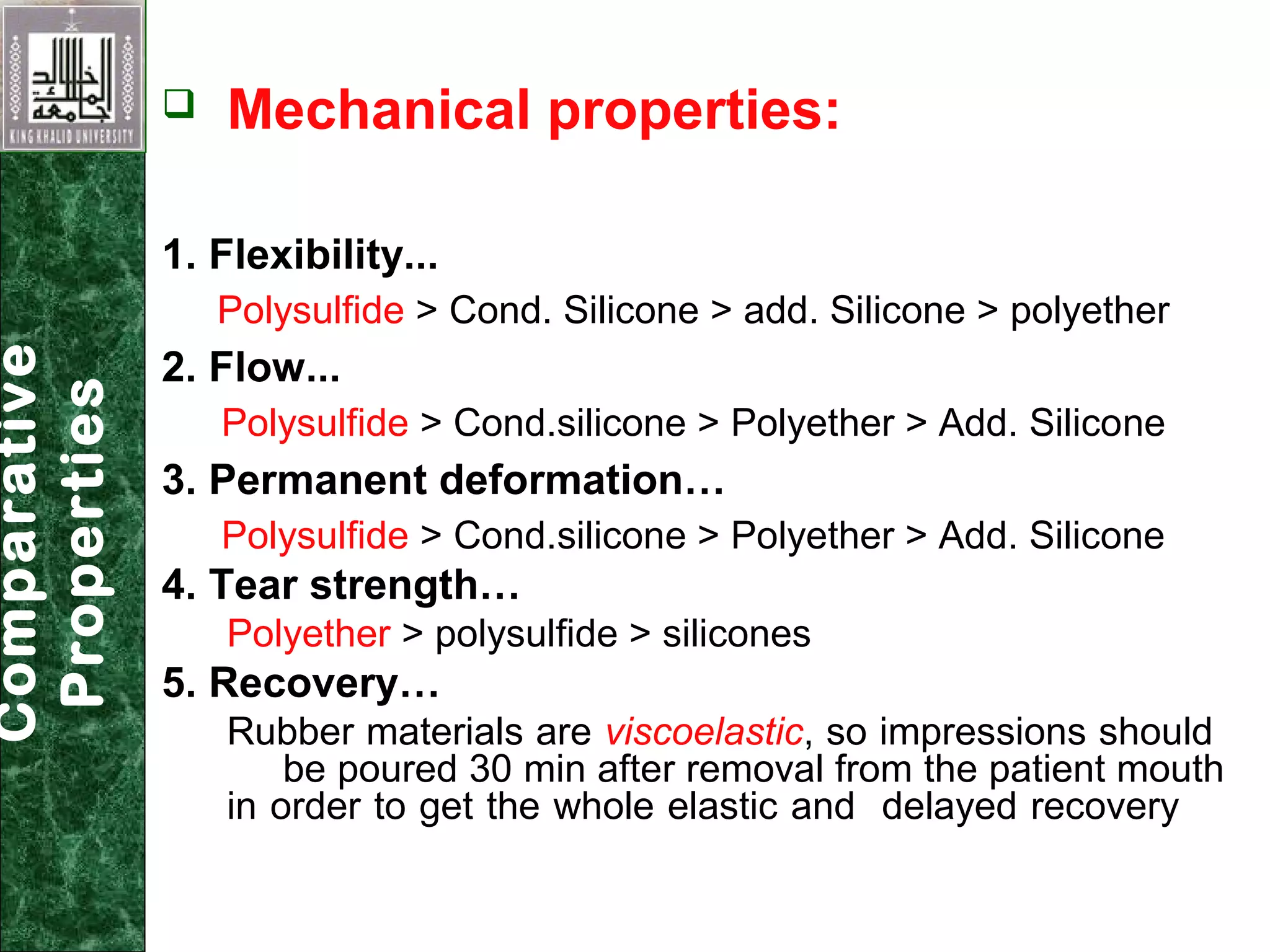 elastomeric Impression DENTAL material | PPT