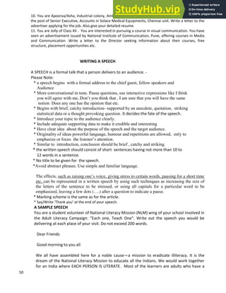 12 English Core Notes Writing | PDF