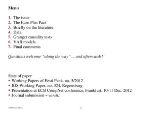 Karsten Staehr. The Euro Plus Pact: Competitiveness and External ...