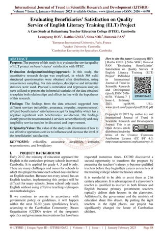 Evaluating Beneficiaries’ Satisfaction on Quality Service of English ...