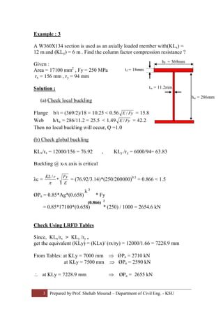 12-Examples on Compression Members (Steel Structural Design & Prof ...