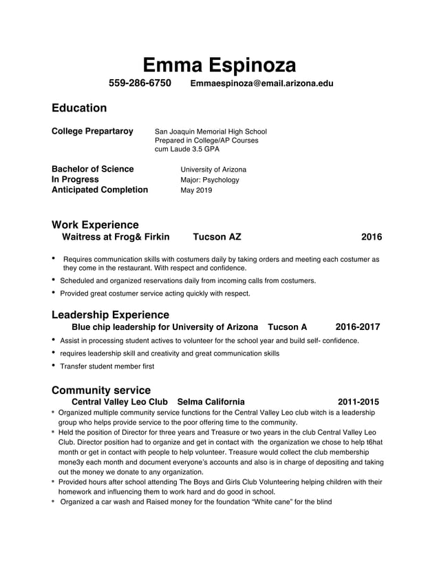 emma espinoza resume Az now | PDF