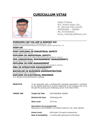 CV Nilesh-EHS Leader | PDF