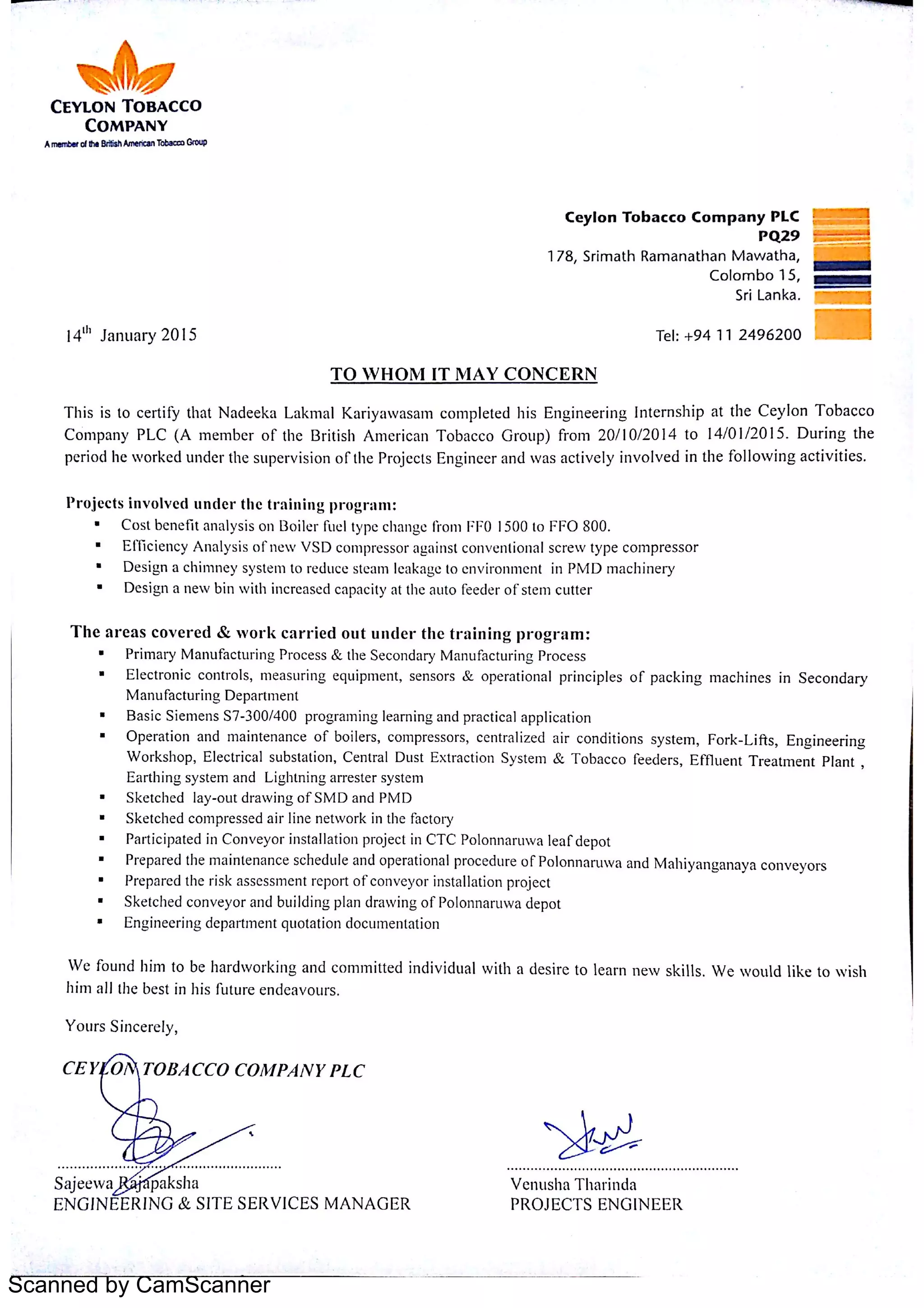 CTC service letter | PDF