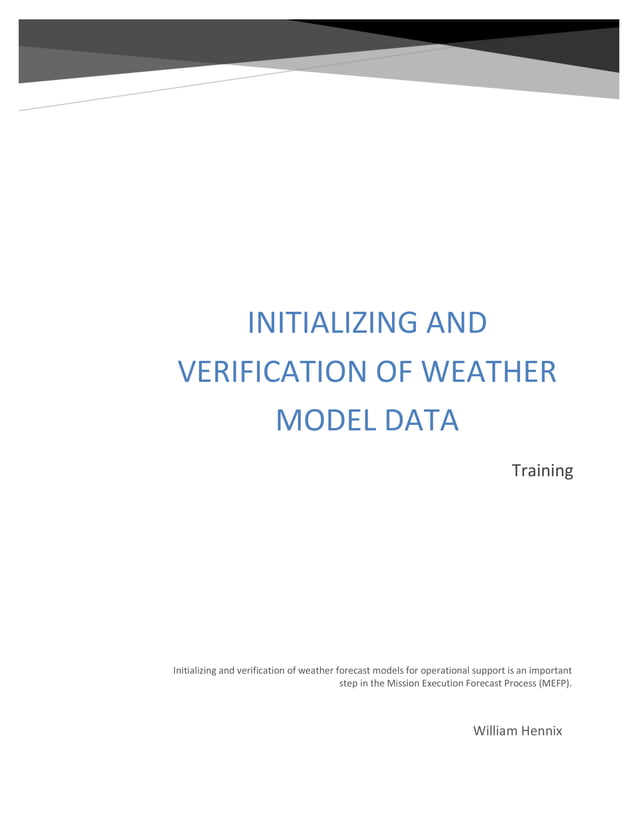 Initialization and Verification of Weather Model Data | PDF