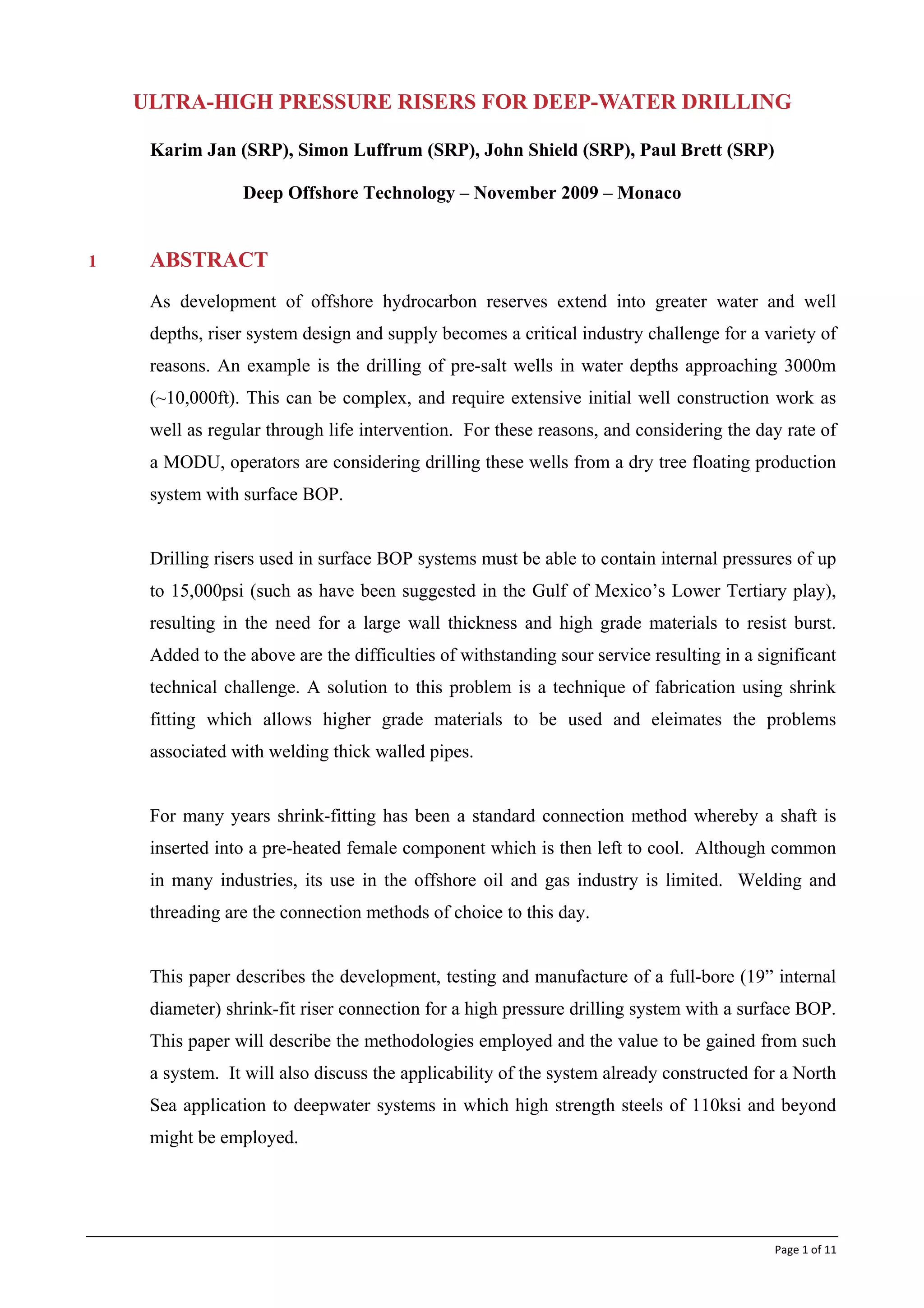 Ultra-High-Pressure-Risers-for-Deepwater-Drilling-(DOT-Intl-09) | PDF
