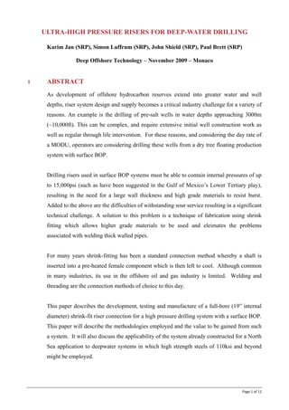 Ultra-High-Pressure-Risers-for-Deepwater-Drilling-(DOT-Intl-09) | PDF