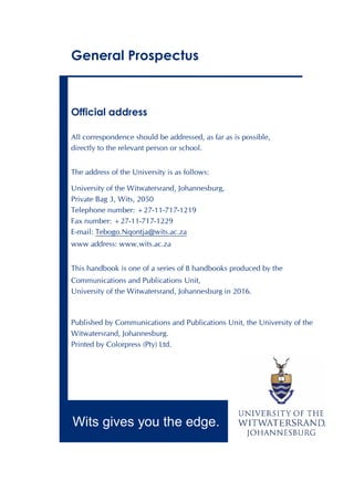 2016 General Prospectus for Wits | PDF