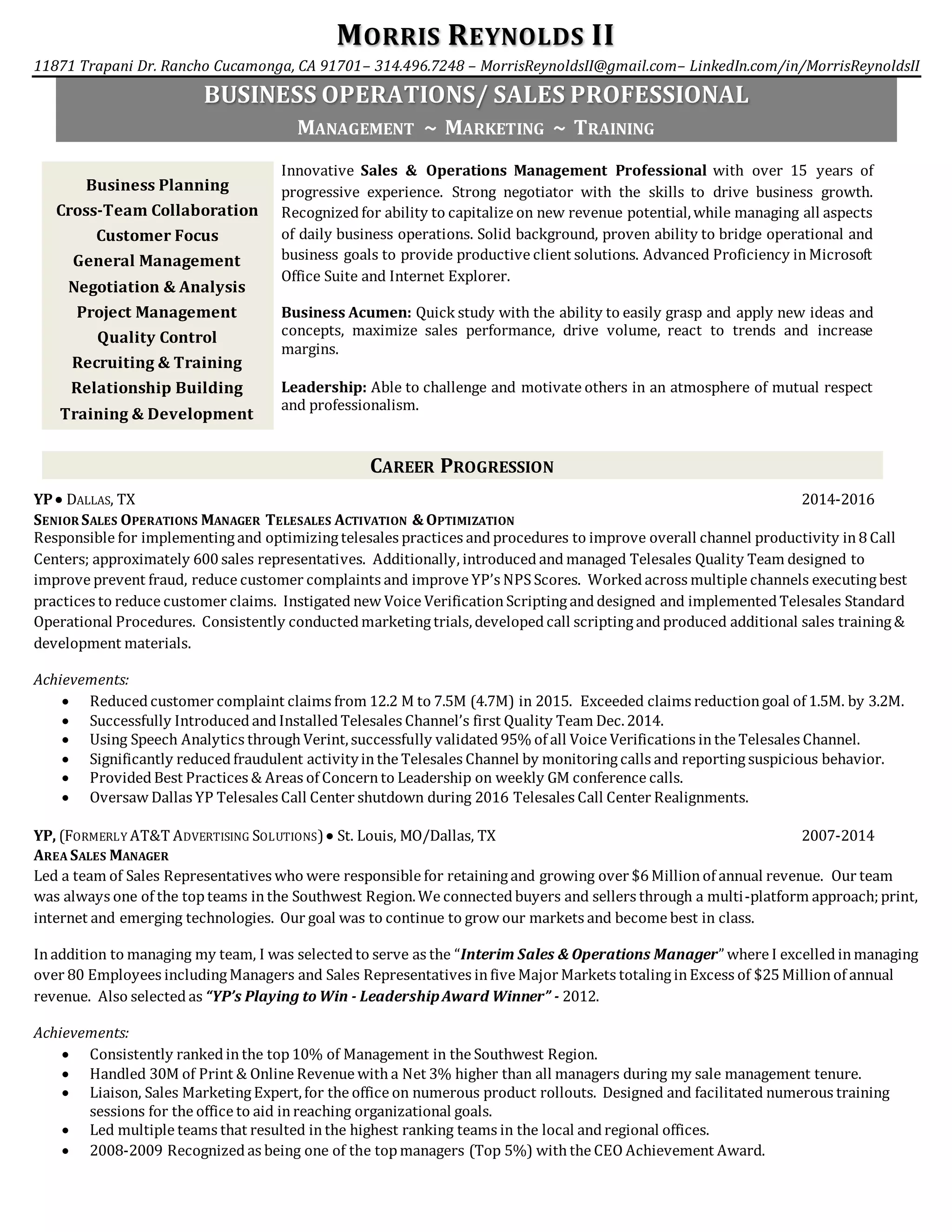 2016 Resume Morris Reynolds II | PDF