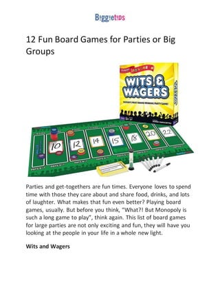 12 fun board games for parties or big groups | PDF