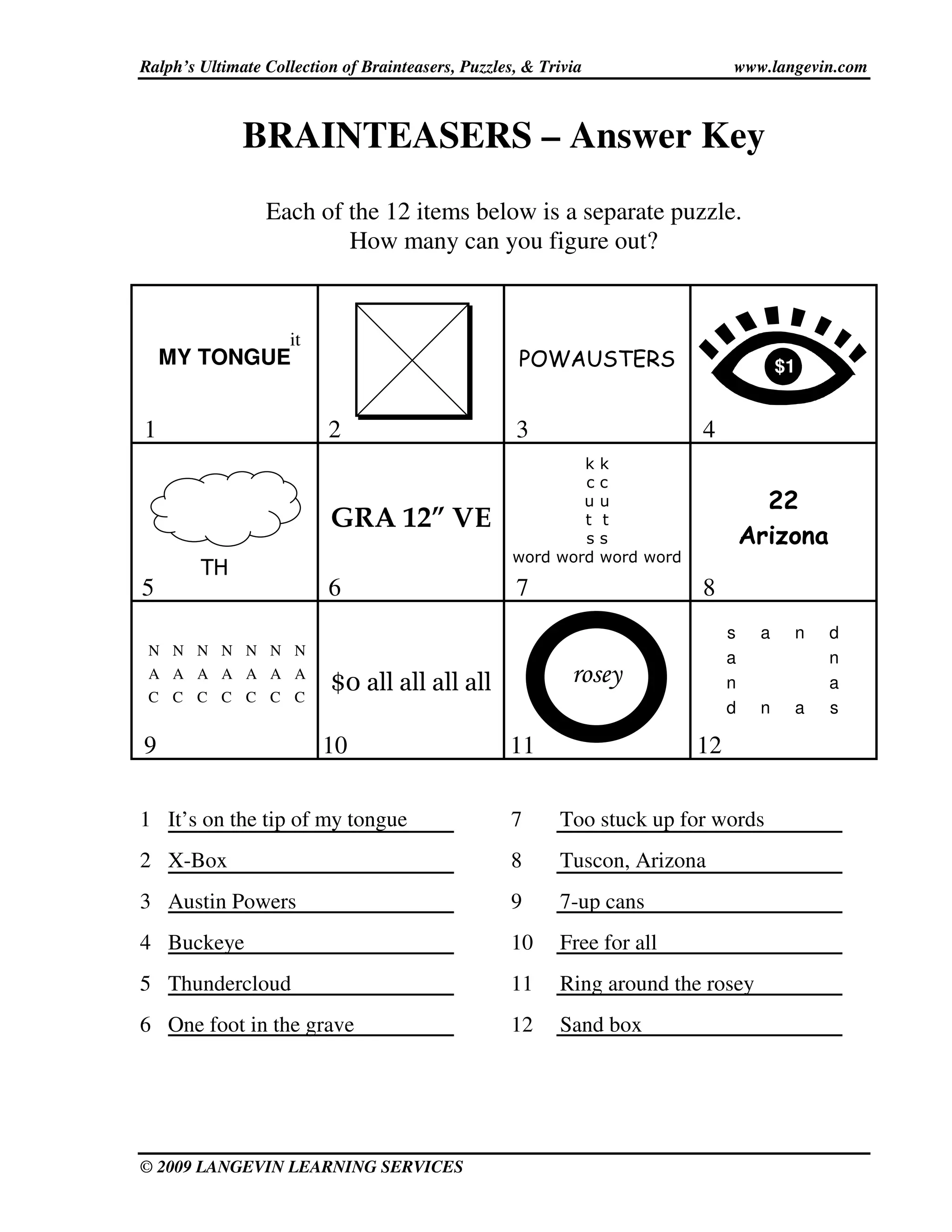 12 fun brainteasers | PDF | Games and Puzzles | Hobbies & Interests
